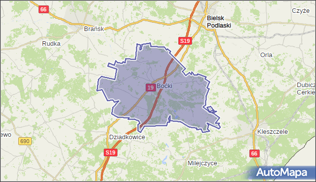 Gmina Boćki, powiat bielski, województwo podlaskie na mapie Targeo