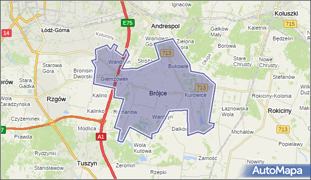 Gmina Brójce, powiat łódzki wschodni, województwo łódzkie na mapie Targeo