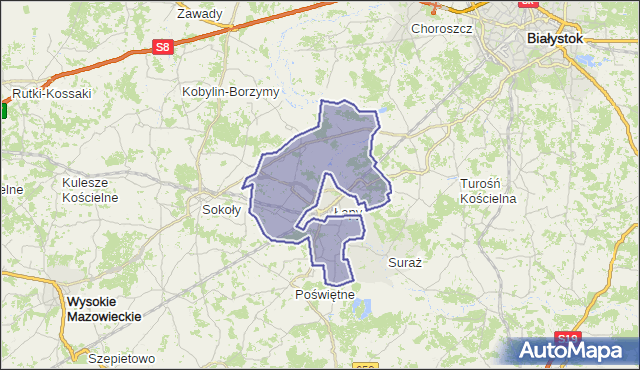 Gmina Łapy, powiat białostocki, województwo podlaskie na mapie Targeo