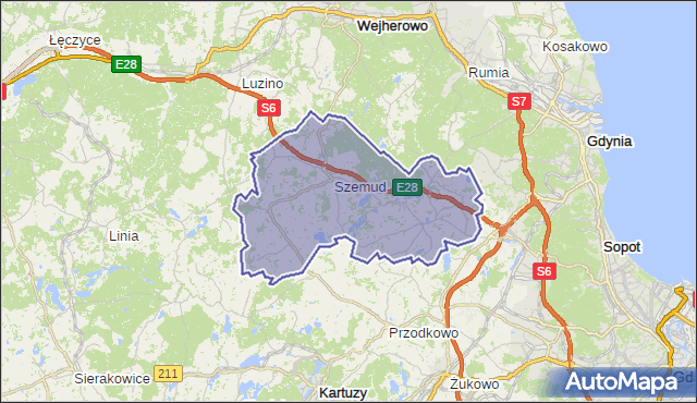 Gmina Szemud, powiat wejherowski, województwo pomorskie na mapie Targeo
