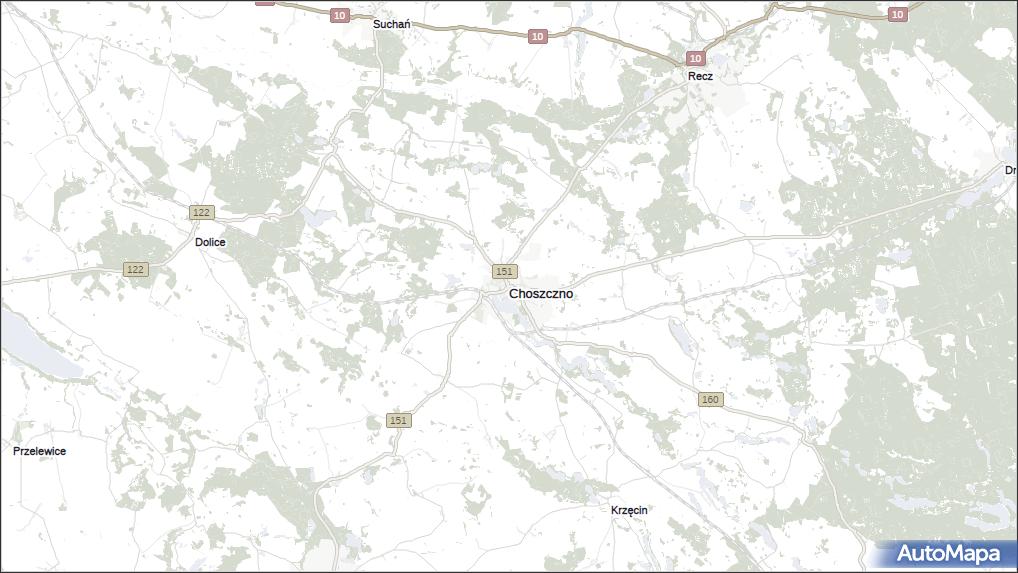 Mapa Choszczno, Choszczno na mapie Targeo