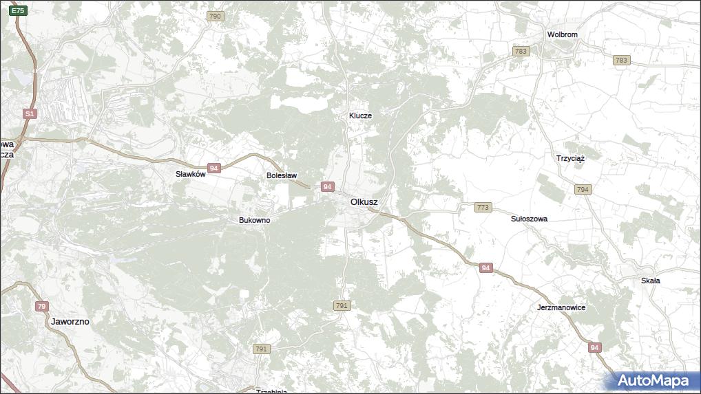 mapa Olkusz, Olkusz na mapie Targeo