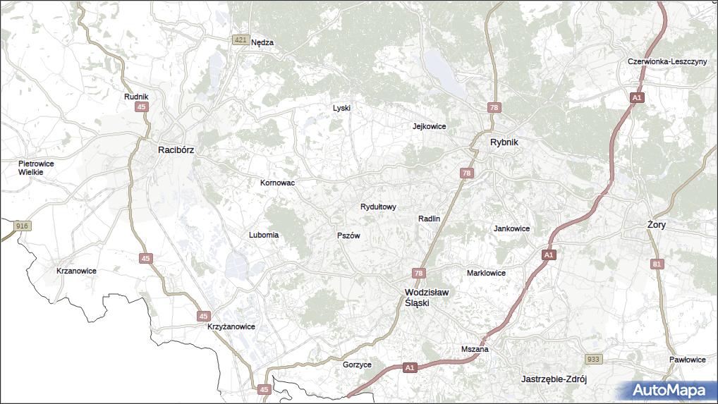 mapa Rydułtowy, Rydułtowy na mapie Targeo